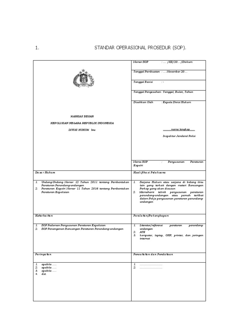 SOP Penyusunan Peraturan Kapolri | PDF