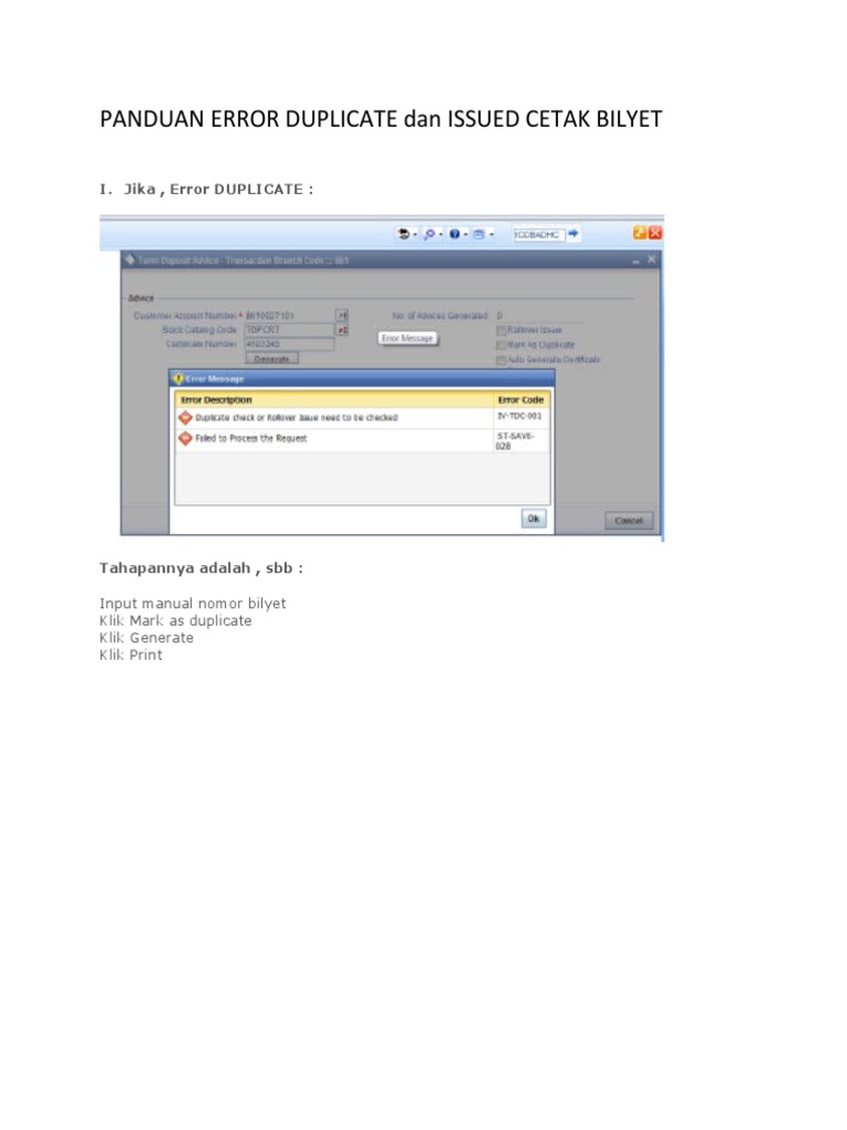 Panduan Error Duplicate Issue Dan Certificate Printing Failed Pdf