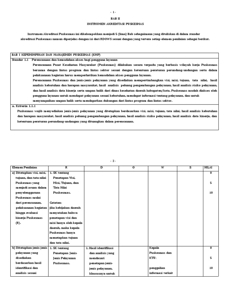 Instrumen Akreditasi 2023 Bab 1 | PDF
