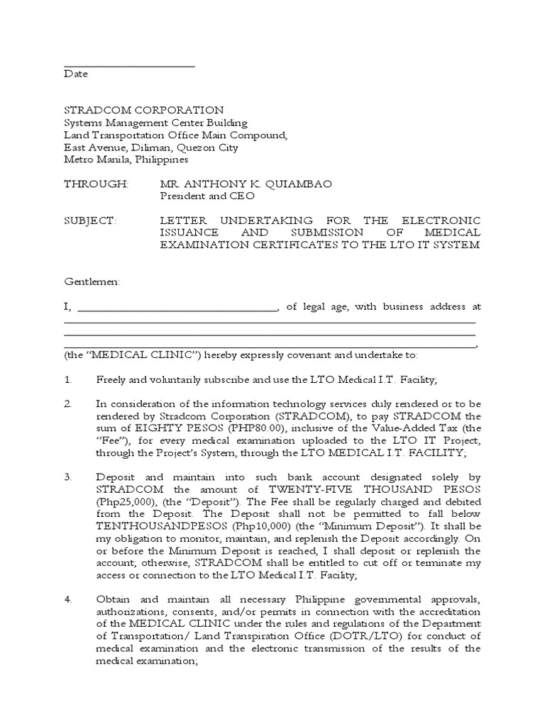 LOU For Clinic Owner Only | PDF | Indemnity | Legal Liability