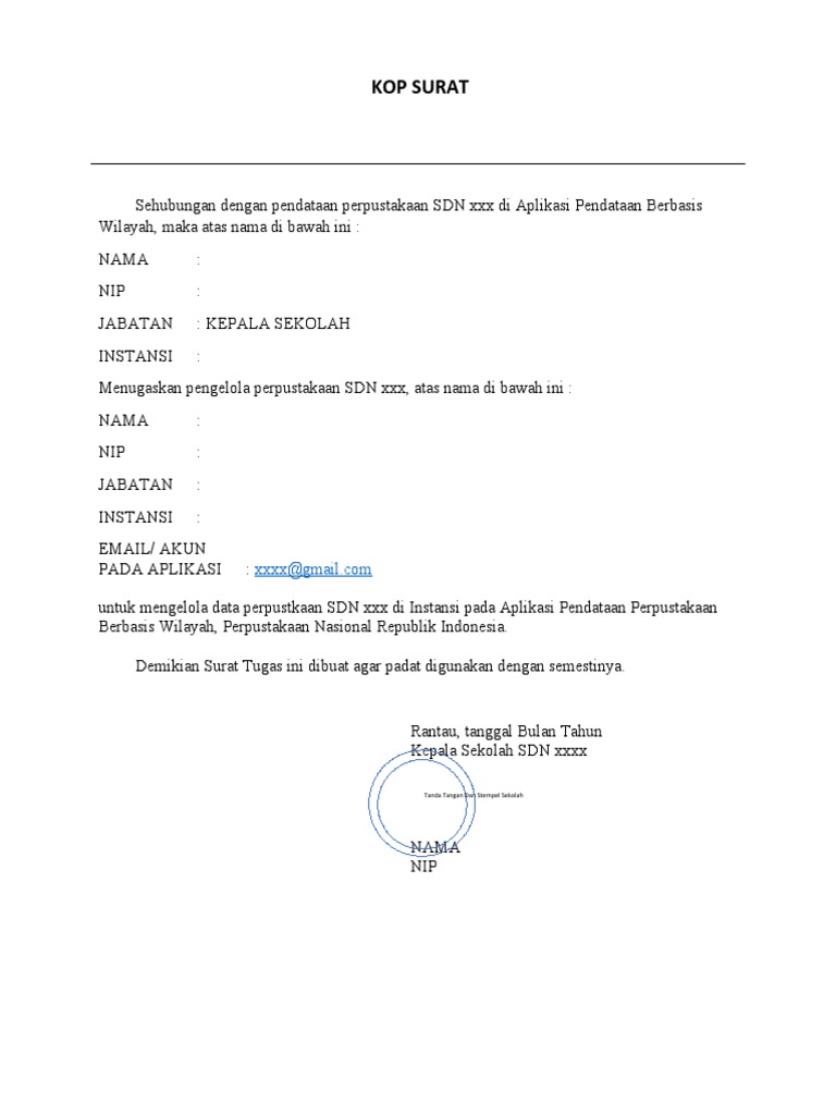 Contoh Surat Tugas | PDF