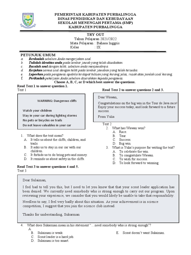 English Try Out for Grade IX Students | PDF | Influenza | Mars