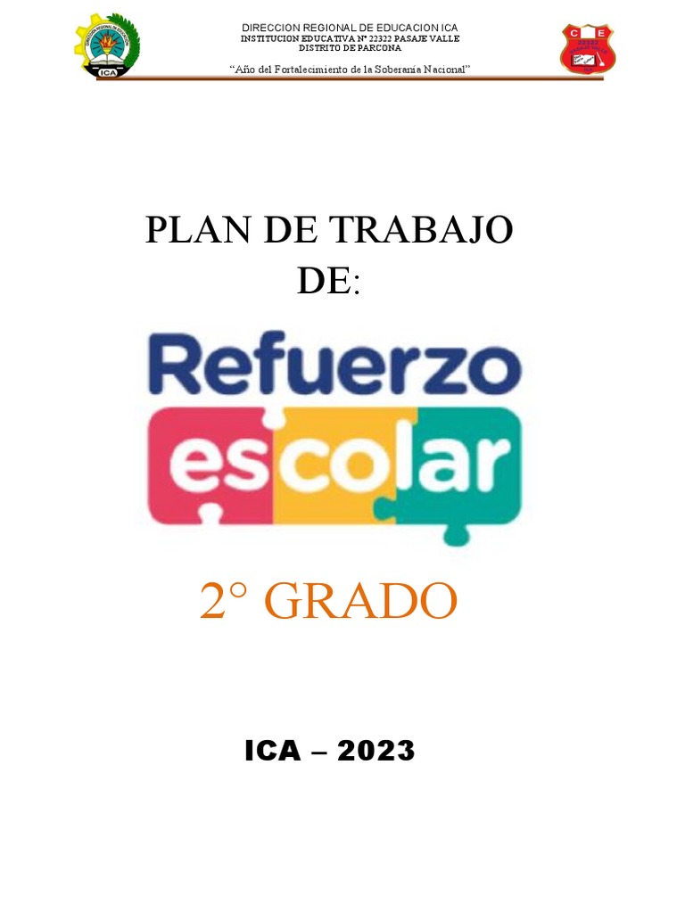 Plan de Refuerzo Escolar 2do Grado Primaria | PDF | Evaluación | Enseñando