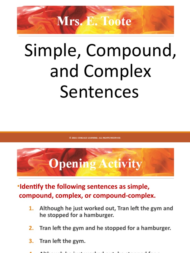 Chapter 15 Simple - Compound - and Complex Sentences | PDF | Subject ...