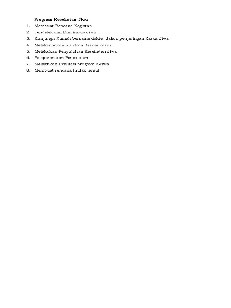 Program Kesehatan Jiwa | PDF | Pengembangan Diri | Kesehatan Holistik