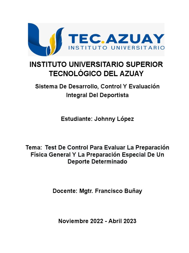 Test de Control para Evaluar La Preparación Física General Y La ...