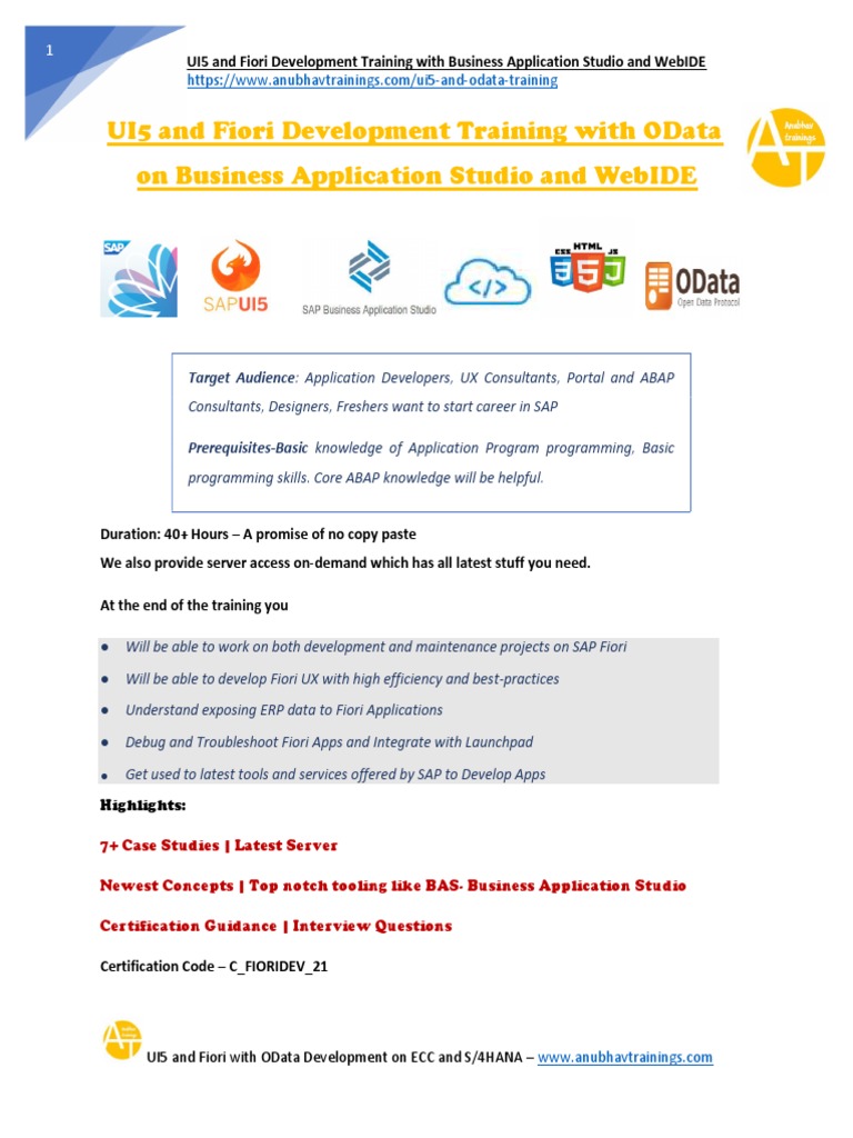 UI5 and Fiori App Development On BAS With OData | PDF | J Query | Class ...
