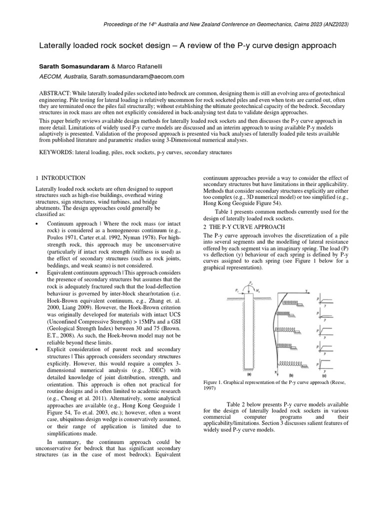Laterally Loaded Rock Socket Design - A Review of The P-Y Curve Design ...