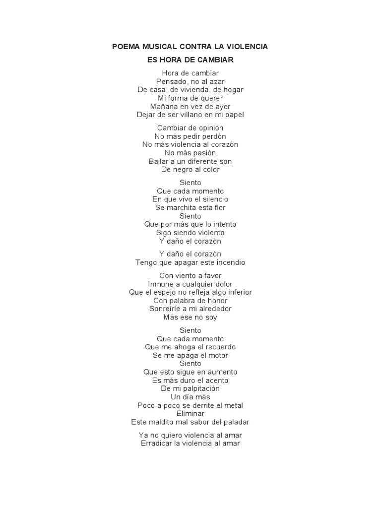 Poema Musical Contra La Violencia | PDF