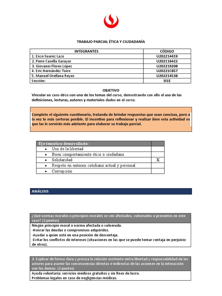 TP - Grupo 4 - 2022-1 - Word | PDF | Etica Aplicada | Instituciones sociales