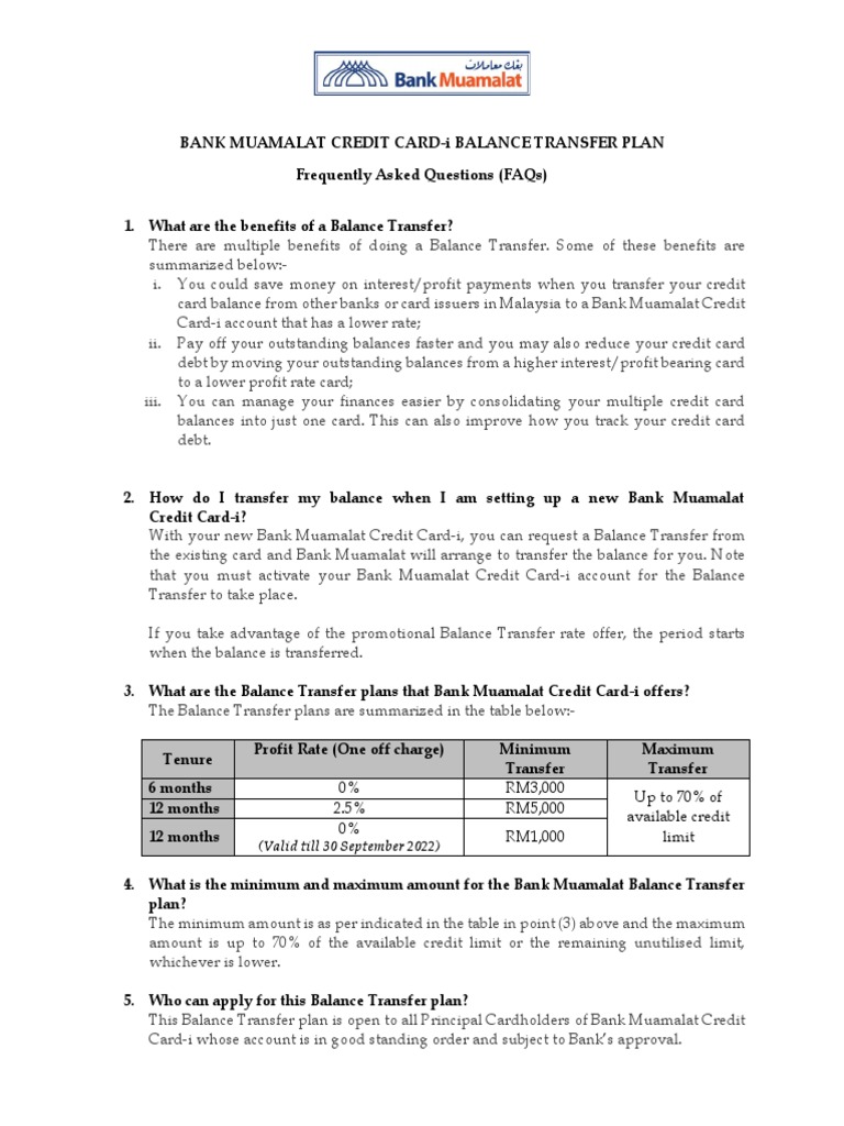 Balance Transfer FAQ | PDF | Credit Card | Finance & Money Management