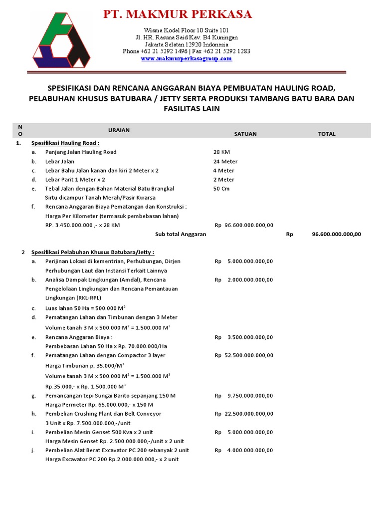 RAB Pembangunan Jetty Batubara | PDF
