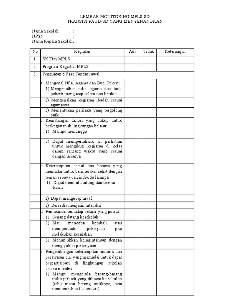Lembar Monitoring Mpls | PDF