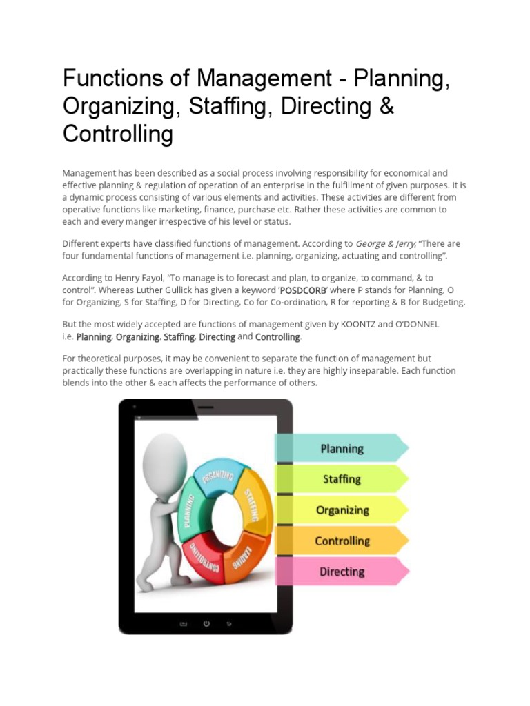 Functions of Management | PDF