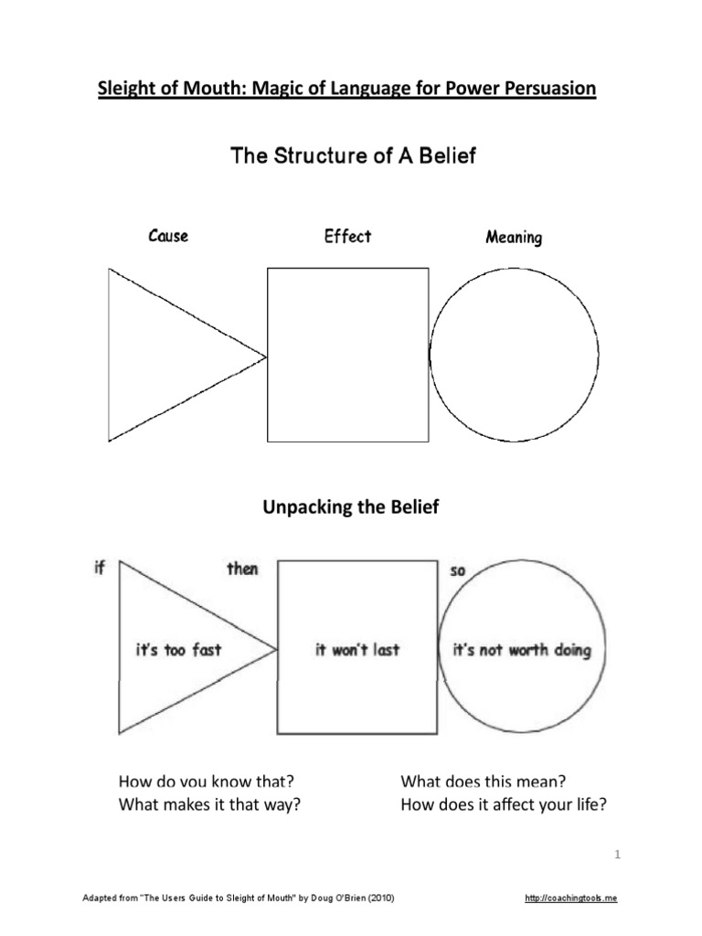 Sleight of Mouth Patterns | PDF | Analogy | Behavioural Sciences