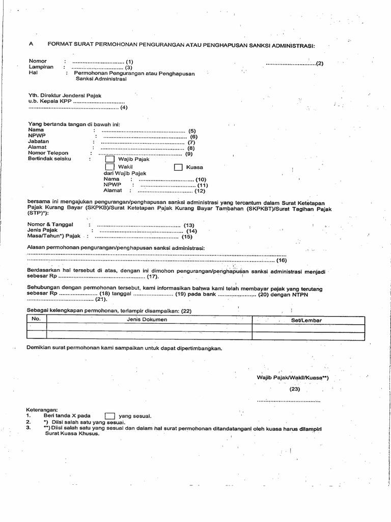 Format Surat Permohonan Pengurangan Atau Penghapusan Sanksi ...