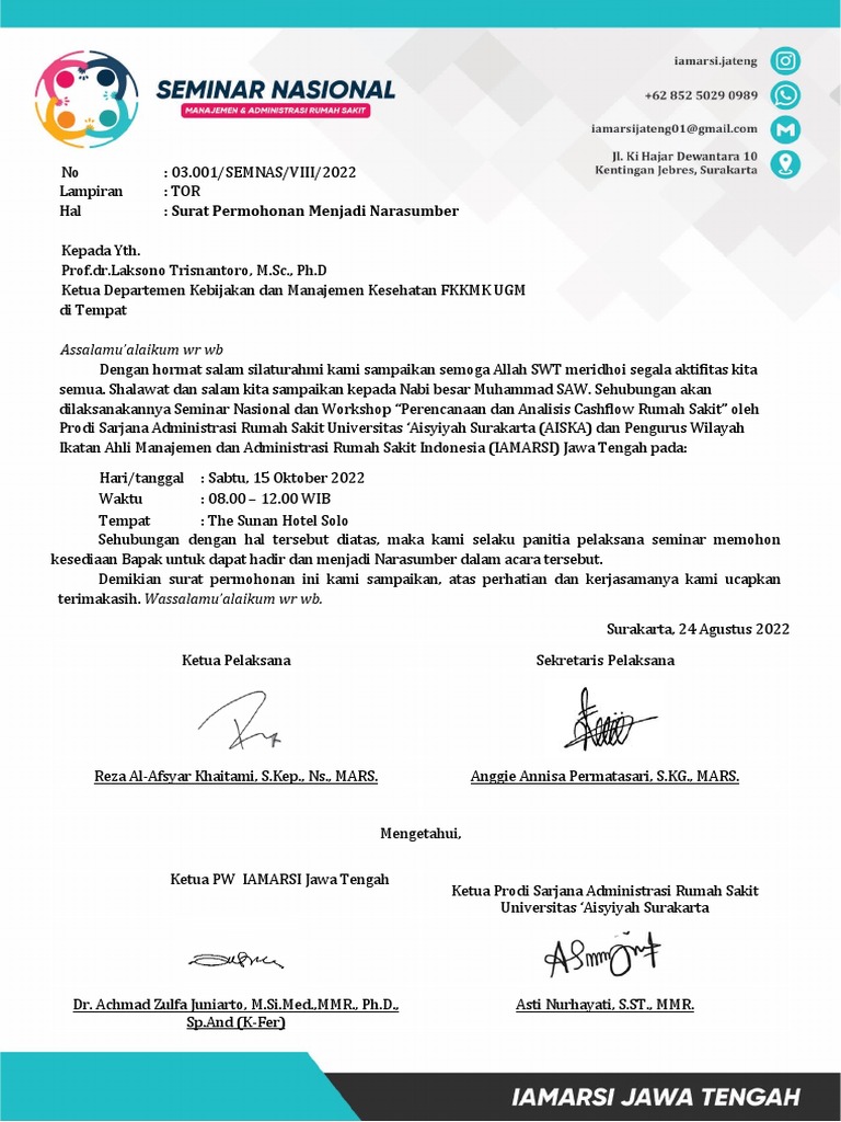 Surat Pembicara | PDF