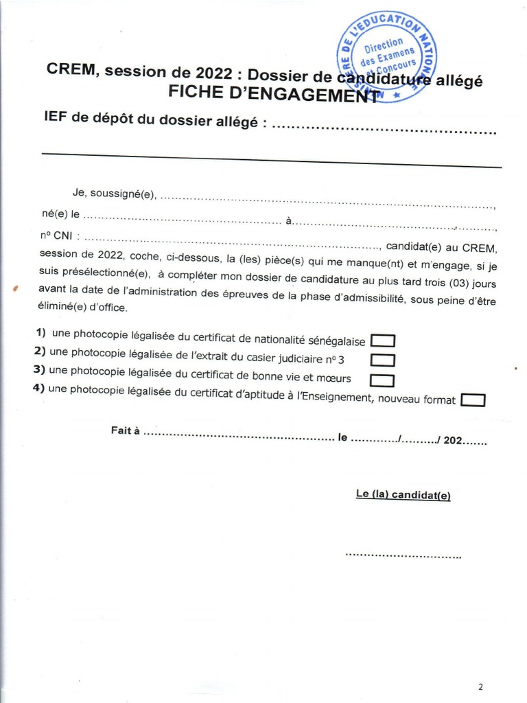 Fiche D'engagement | PDF