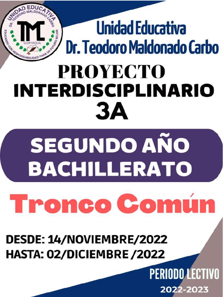 Proyecto 3a Segundo Bgu Segundo Quimestre 2022 2023 Pdf Ecuador
