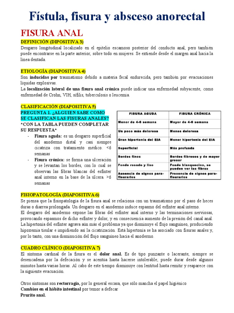 Fístulas y fisuras anales: diagnóstico y tratamiento | PDF | Heces ...