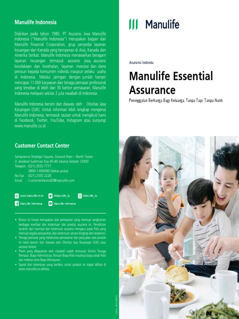 Brosur Manulife Essential Assurance (MEA) | PDF