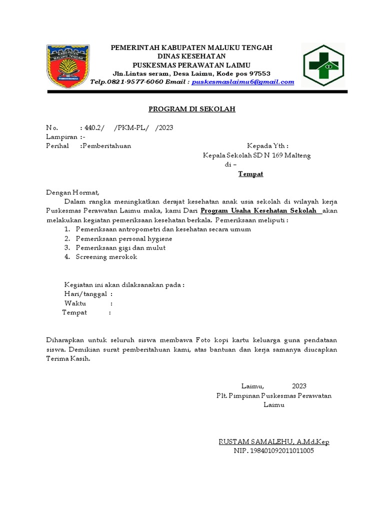 Program Kesehatan Puskesmas Laimu 2023 | PDF