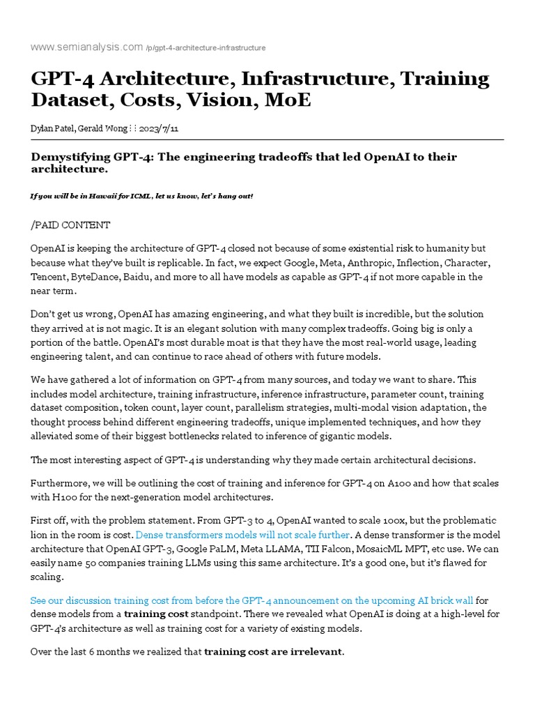 GPT4架构揭秘 | PDF | Parallel Computing | Cpu Cache