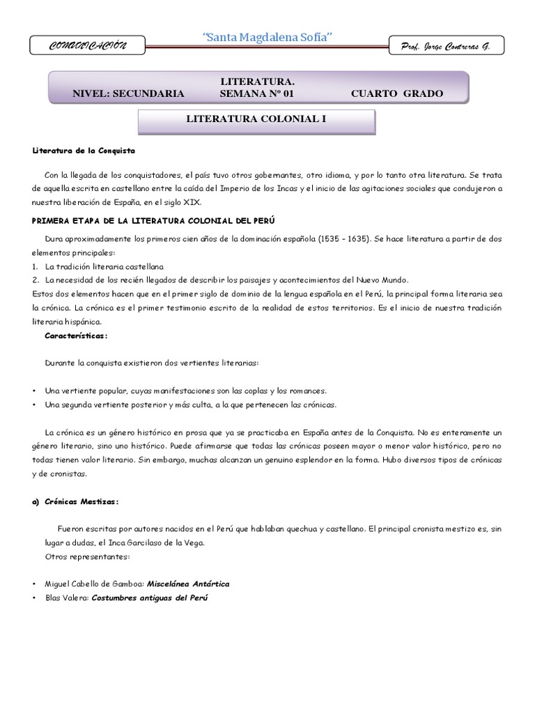 Literatura Colonial Parte II | PDF