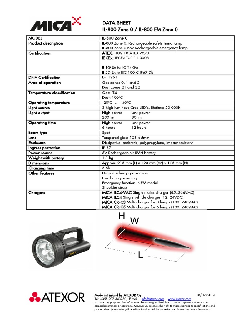 Mica Il-800 Zone 0 Technical Data Final Id 10277 0 | PDF | Rechargeable ...