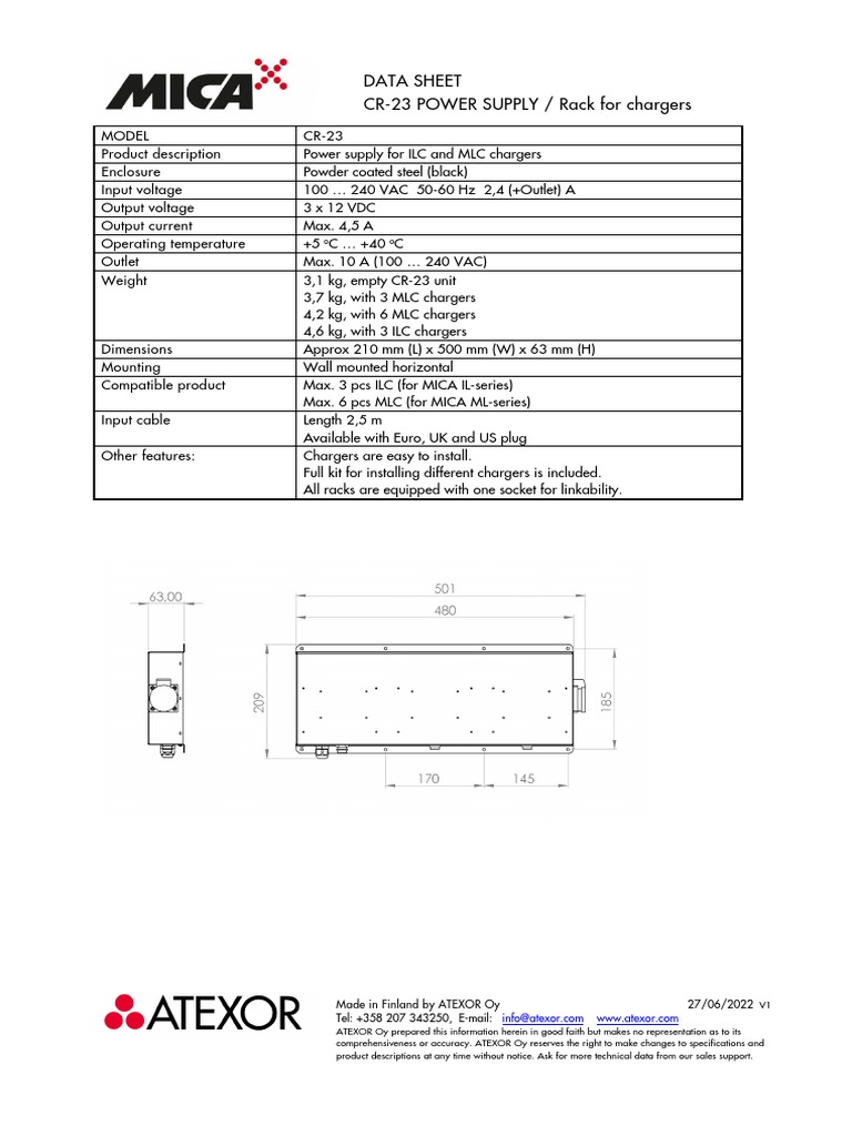 MICA CR 23 Datasheet 6 2022 V2 | PDF | Power Supply | Electrical Engineering