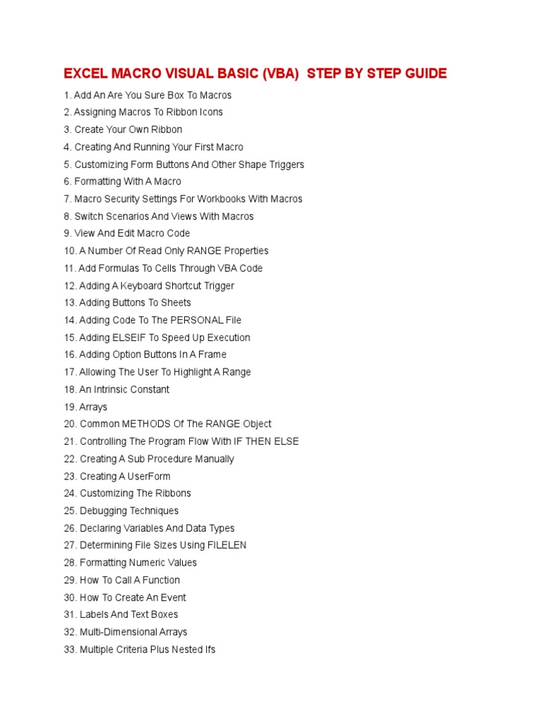 VBA Macros | PDF | Visual Basic For Applications | Macro (Computer Science)