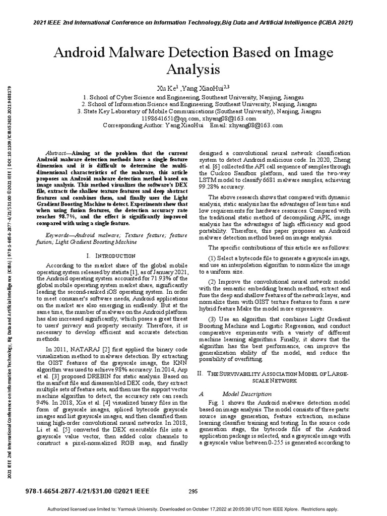 Android Malware Detection Based On Image Analysis Pdf Artificial Neural Network Malware