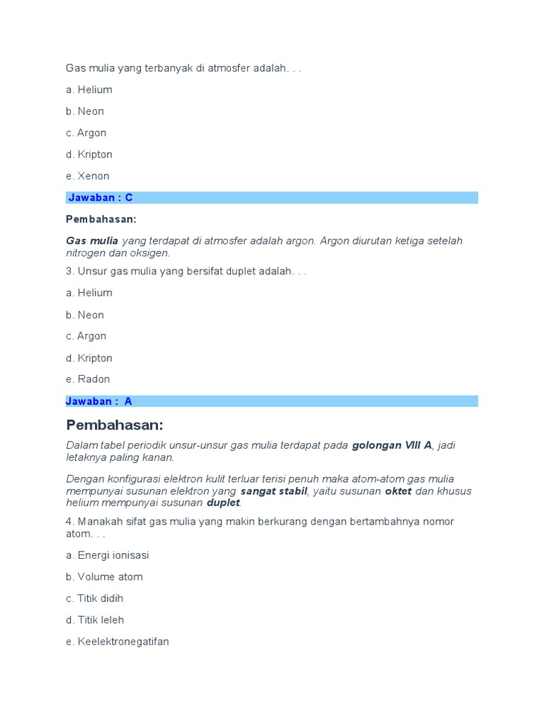 Contoh Soal Gas Mulia | PDF