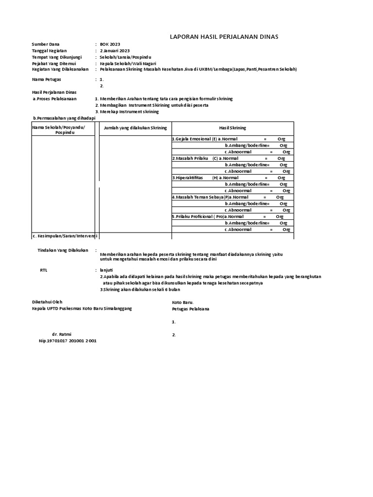 Hasil Jiwa Skrining 2023 | PDF
