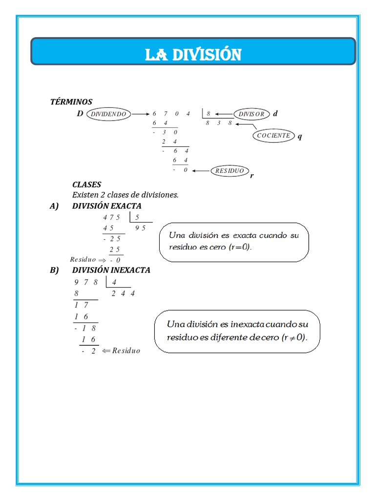 Ficha Division Exacta e Inexacta | PDF Ficha Division Exacta e Inexacta | PDF