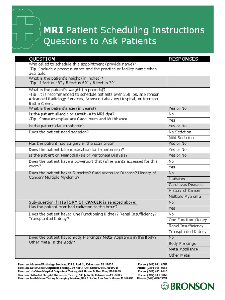 MRI Patient Scheduling Guide | PDF | Chronic Kidney Disease | Medical ...