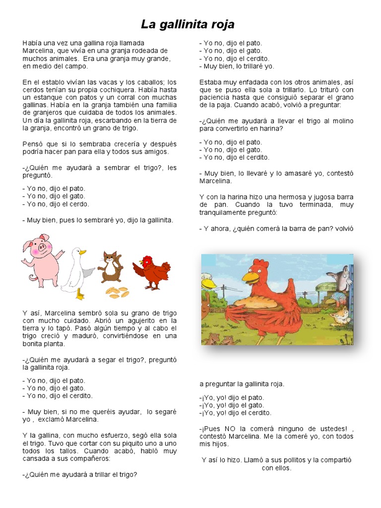 La Gallinita Roja Cuento | PDF
