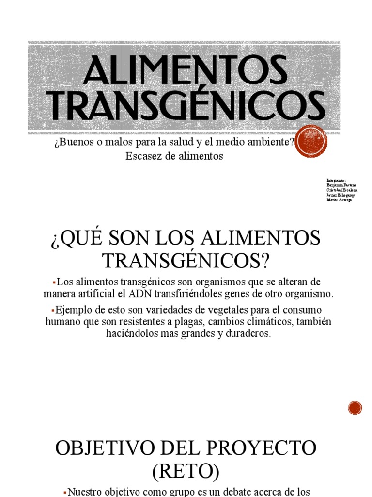 Alimentos Transgénicos: ¿Beneficios o Riesgos? | PDF | Organismo ...