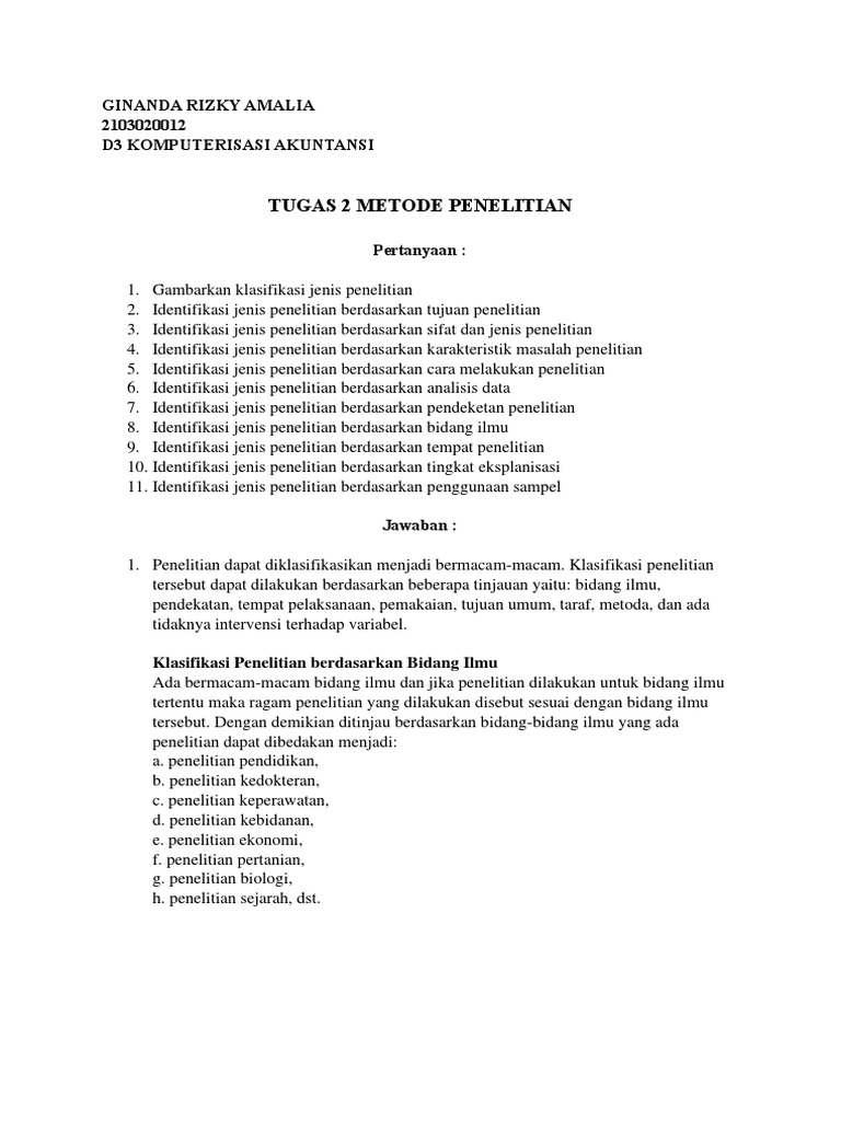 Tugas 2 Metode Penelitian | PDF