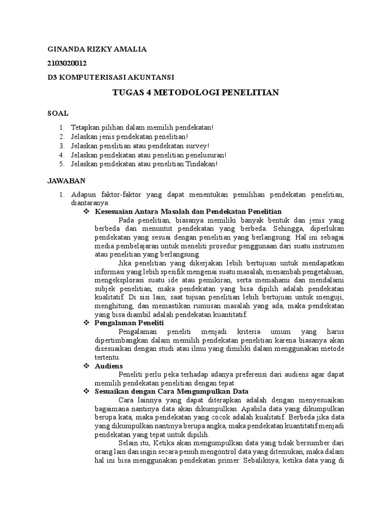 Tugas 4 Metodologi Penelitian | PDF