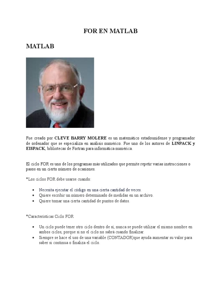 For en Matlab 1 | PDF | Matlab | Algoritmos