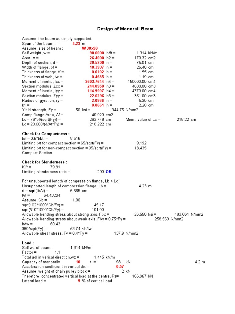 Design of Monorail Beam | PDF | Structural Engineering | Continuum Mechanics