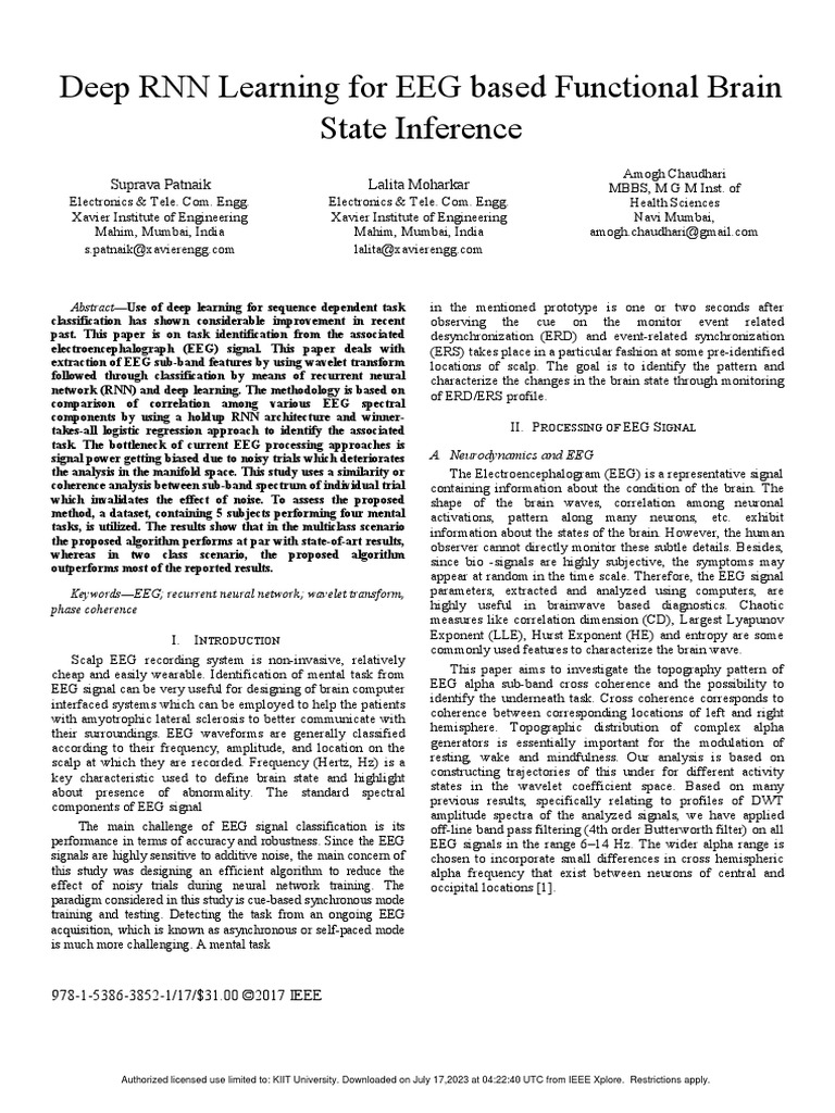 Deep RNN Learning For EEG Based Functional Brain State Inference | PDF | Electroencephalography ...