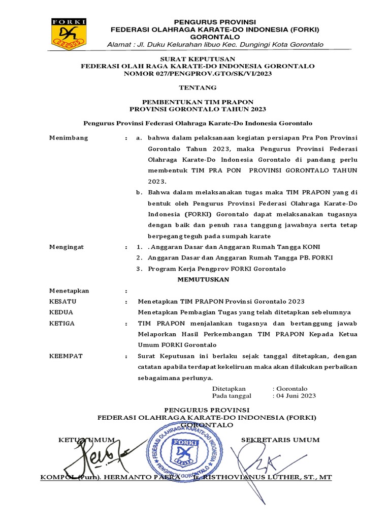 SURAT KEPUTUSAN Tim PRAPON | PDF