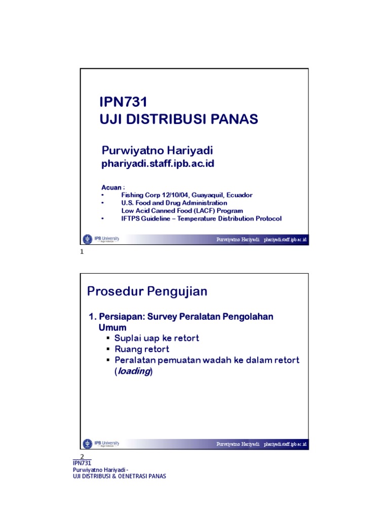 IPN731 Handouts UJI DISTRIBUSI DAN PENETRASI PANAS 2020 PHA | PDF