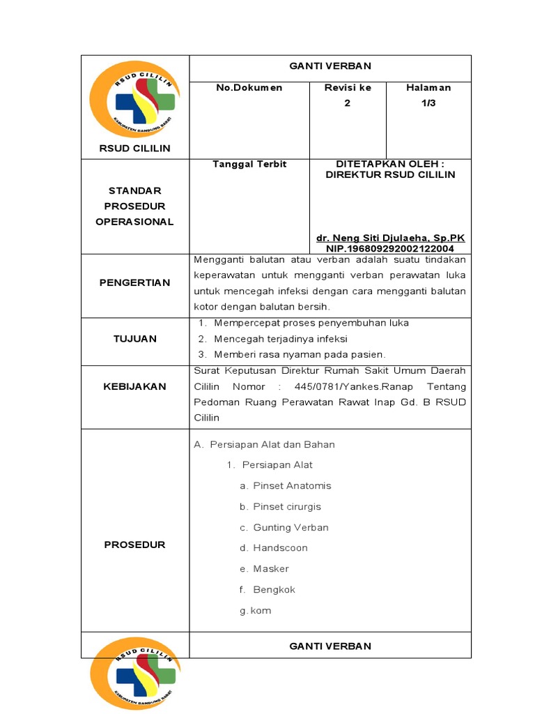 Prosedur Ganti Verban di RSUD Cililin | PDF