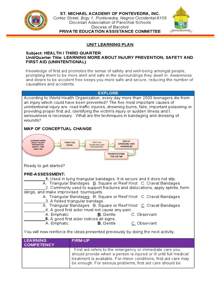 Unit Learning Plan Health 9 Quarter 3 | Download Free PDF | First Aid | Injury