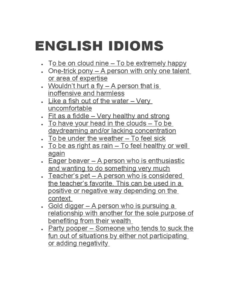 English Idioms | PDF