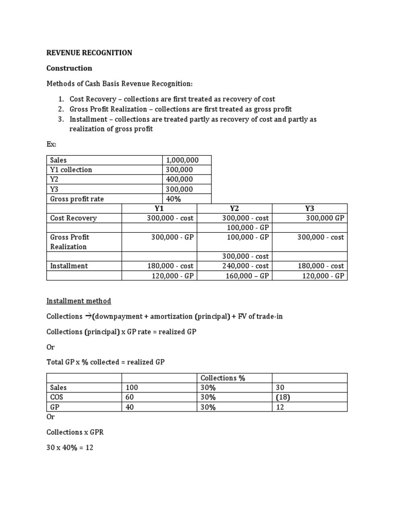 Revenue Recognition | PDF | Revenue | Cost