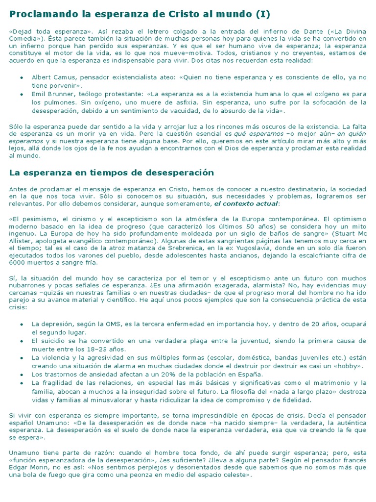 Proclamando La Esperanza de Cristo Al Mundo | PDF | Jesús | La ...